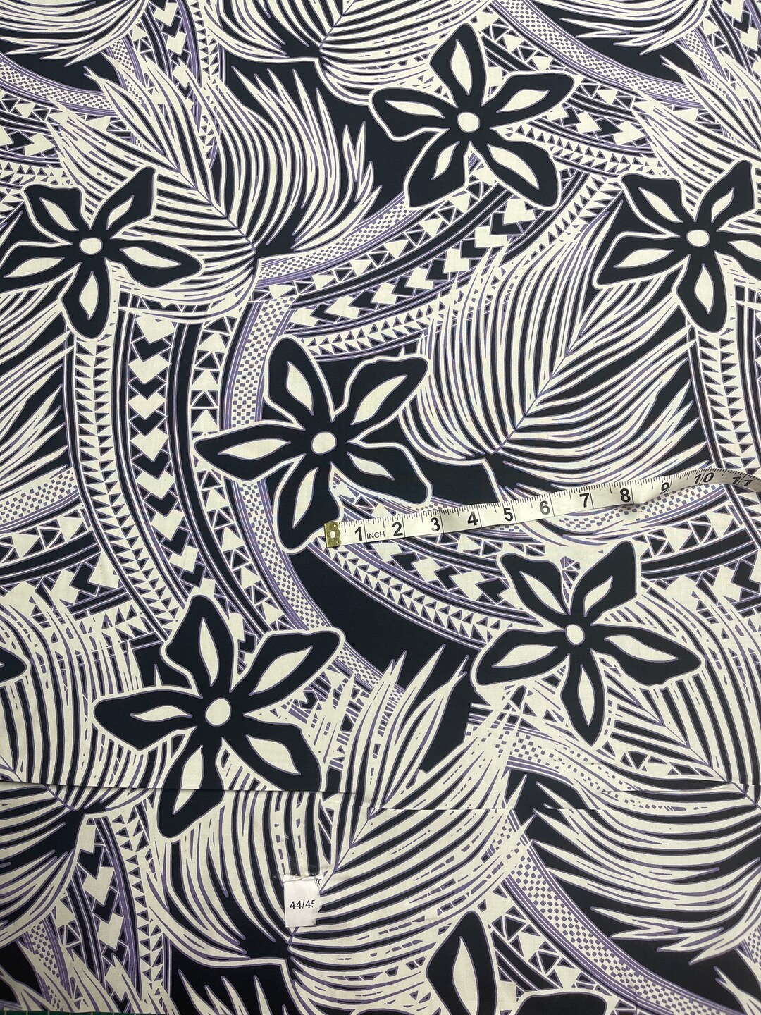Hawaiian Print Tiare Palm Leaf Tattoo Tribal in Purple Black and White ...