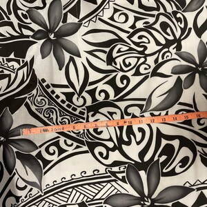 New! off White With Gray Black Tiare Tribal Hawaiian Print Fabric Sold ...