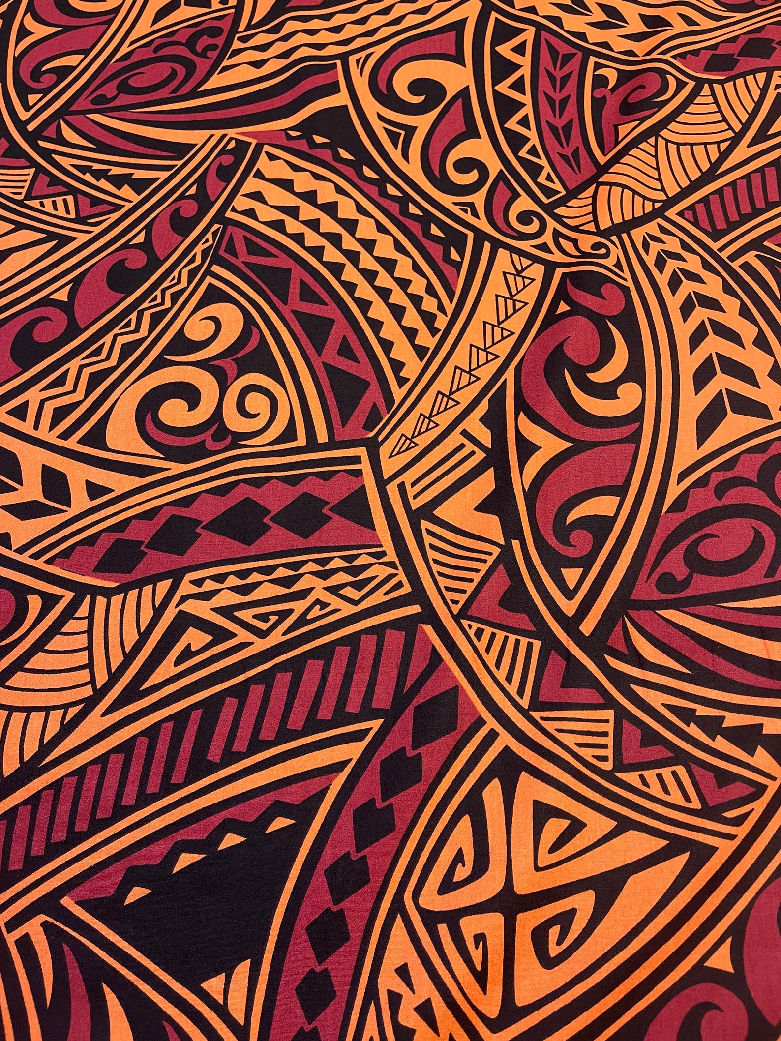 Maroon Orange Black Tribal Hawaiian Print - Etsy