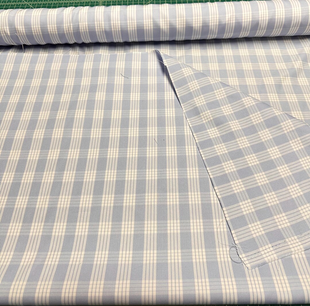 100% Heavy Cotton Palaka Fabric Light Blue White Sold by the Yard - Etsy