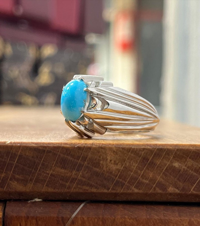 Original Turquoise Stone Natural Feroza Stone Ring Real Hussaini Feroza ...