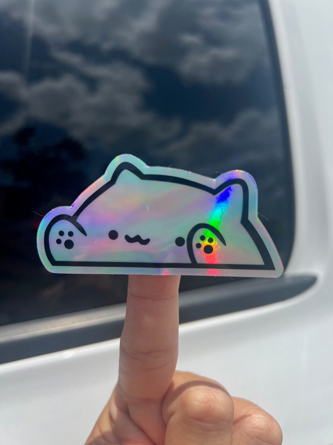 Peeking Bongo Cat Car Planner Laptop Cup Vinyl Decal Sticker Printed - Etsy