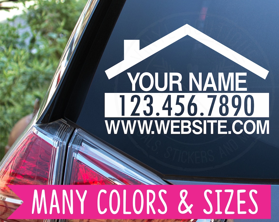 Custom Realtor Real Estate Name Car Truck SUV Vinyl Decal Sticker - Etsy