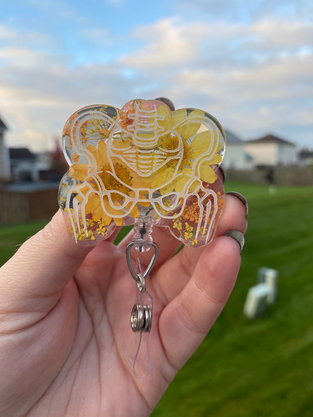 Pressed Floral Hips Badge Reel: Orthopedic Nurse Gift - Etsy