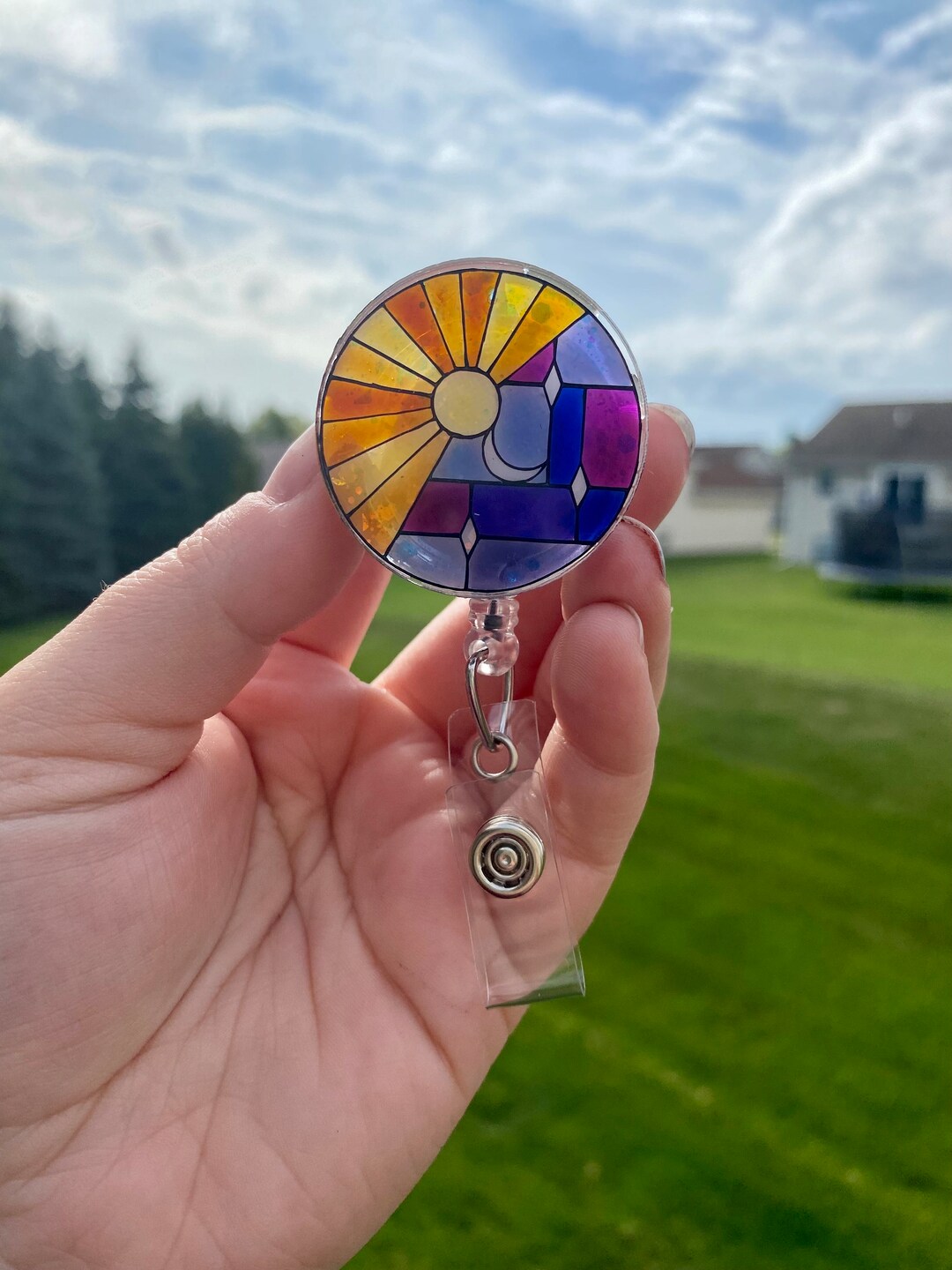 Faux Stained Glass Badge Reel Ready to Ship Nursing Badge Reel ...