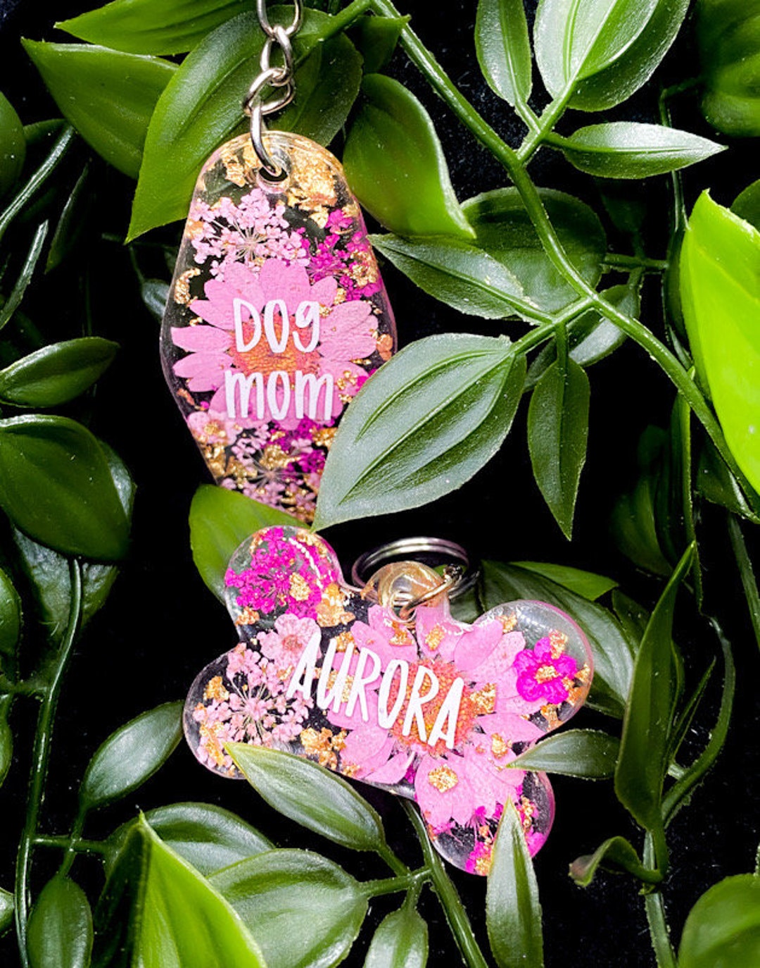 Floral Keychain | Dog Tag | Matching Dog Tags - Etsy