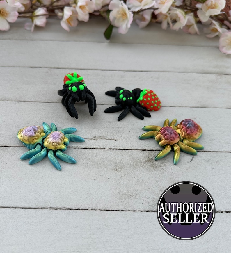 3D Printed Articulated Spiders, Set of 2 (clover, Heart, Rose and Plain ...