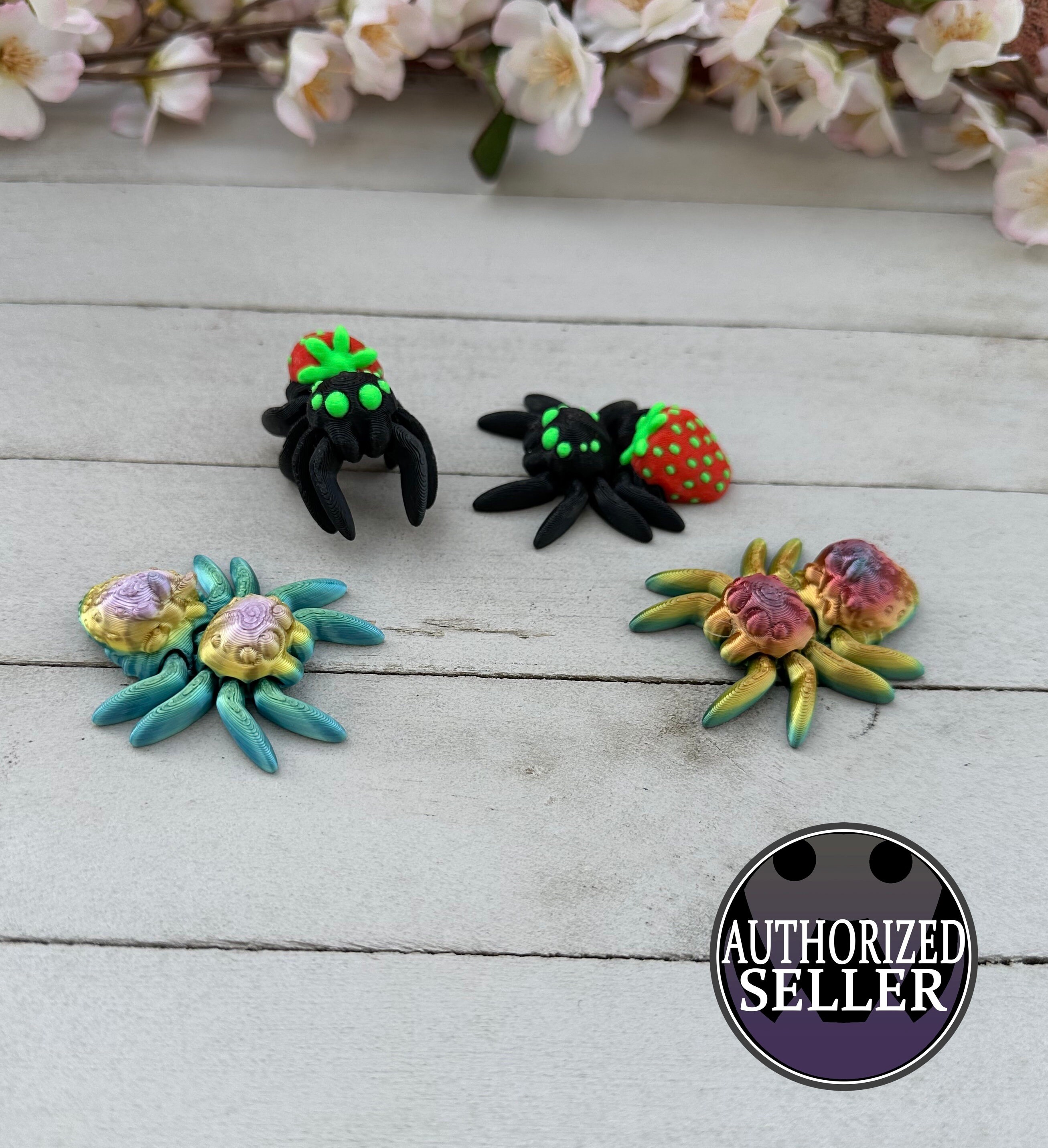 3D Printed Articulated Spiders, Set of 2 (clover, Heart, Rose and Plain ...