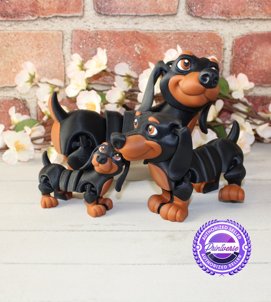 3D Printed Articulated Dachshund Dog and Optional Dog House - Etsy