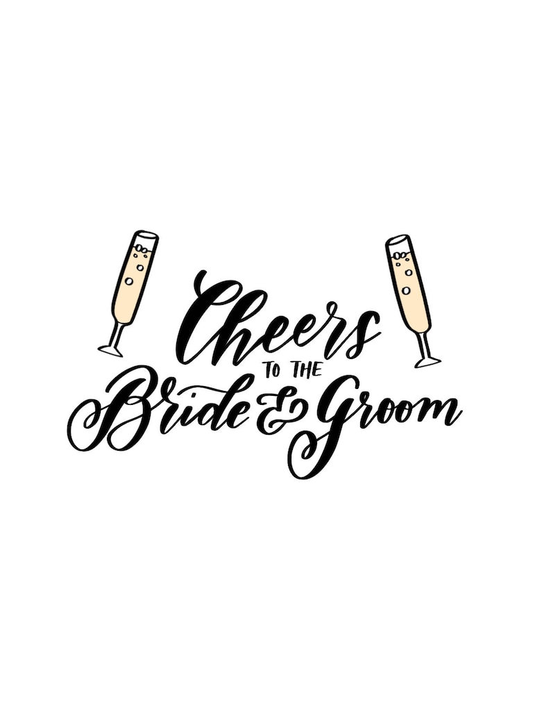 Cheers to the Bride & Groom Wedding Marriage Hand Lettered | Etsy