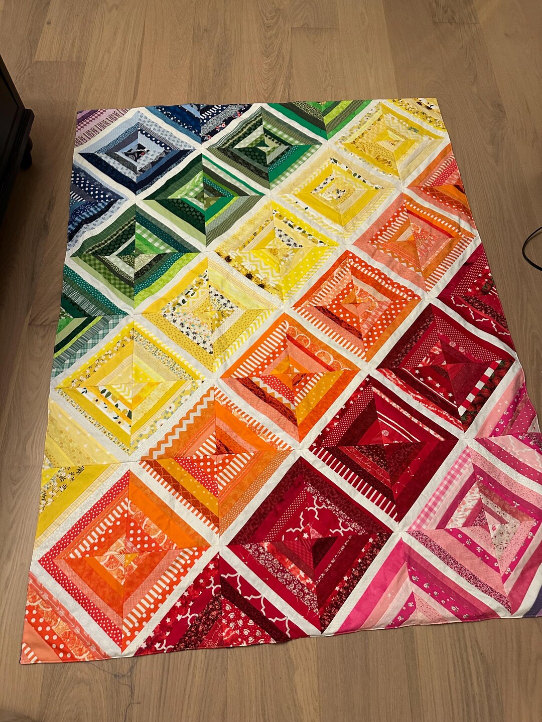 RAINBOW String Quilt- Fleece Back. Colourful, Bright, Warm and ...