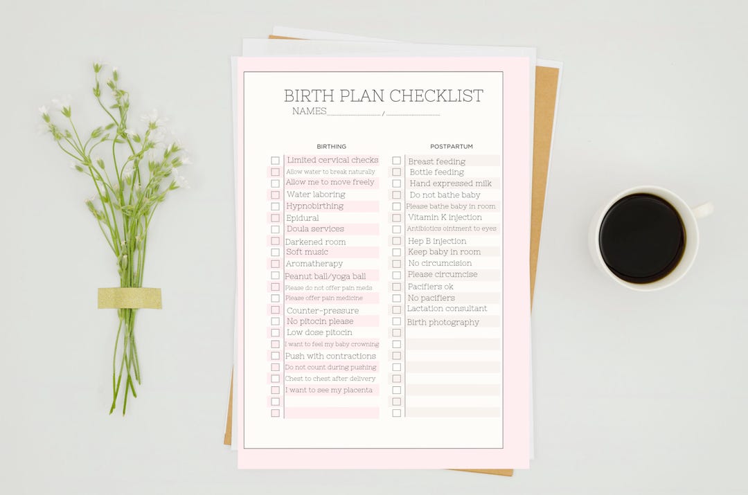 Digital Download-birth Plan Checklist, Birth Plan, Natural Birth Plans ...