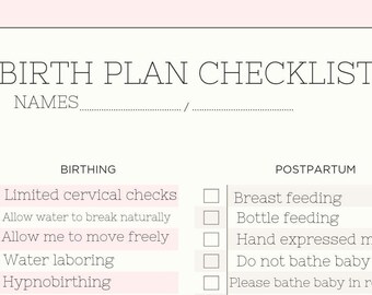 Birth Plan - Etsy