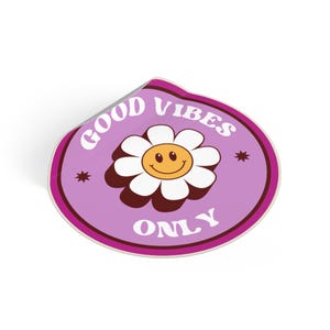 Good Vibes Only Round Vinyl Sticker, Laptop Sticker, Tumbler Sticker - Etsy