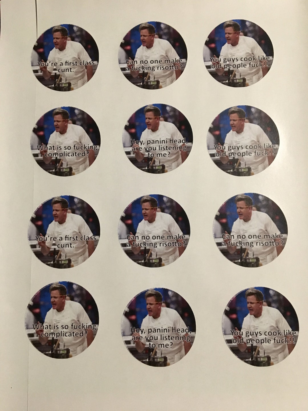 Gordon Ramsay Sticker Set of 12 - Etsy