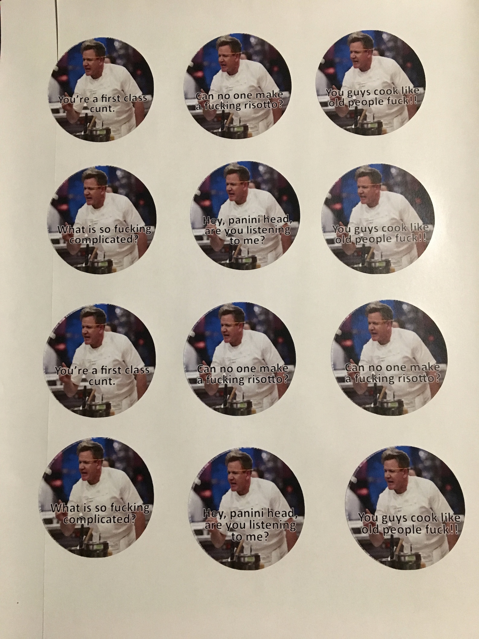 Gordon Ramsay Sticker Set of 12 - Etsy