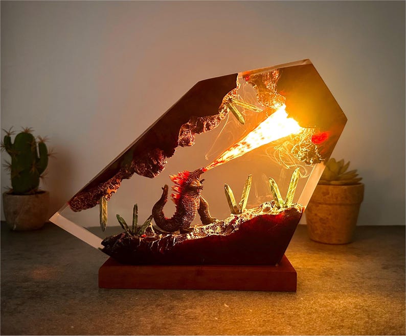Diorama Godzilla King Monster Burning Night Light Ver 2 Anime Epoxy ...