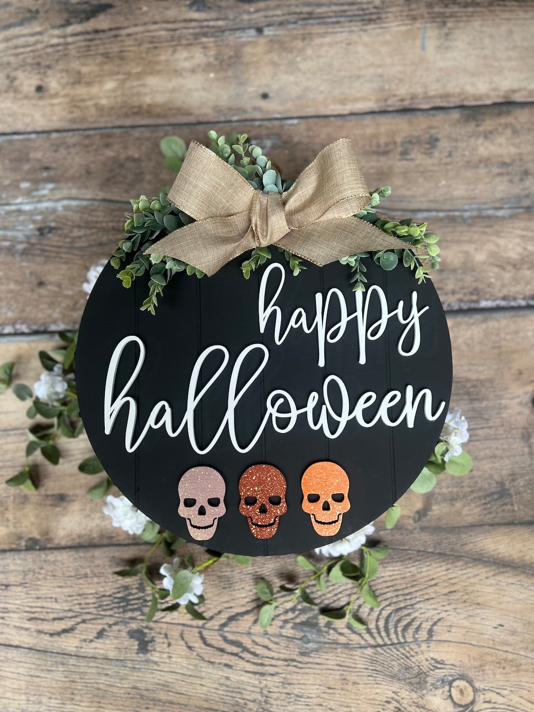 3D Halloween Door Hanger: Skulls & 'happy Halloween' Sign - Etsy