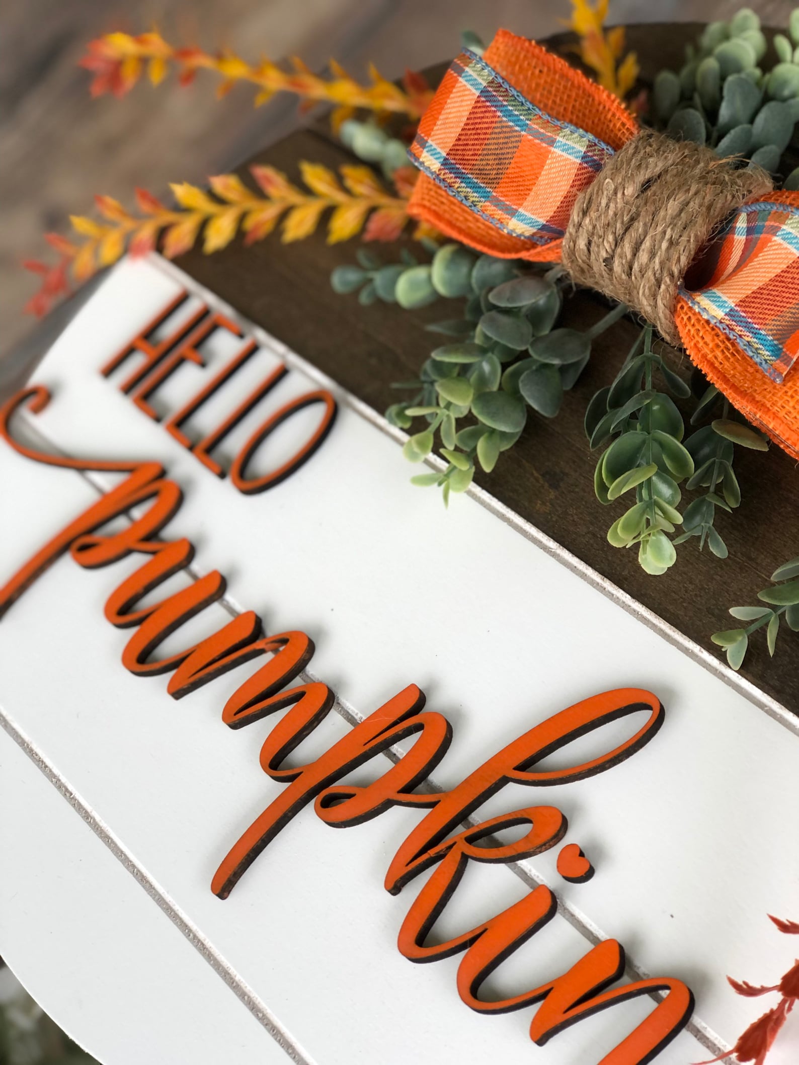 3D hello pumpkin door hanger fall decor fall door hanger | Etsy