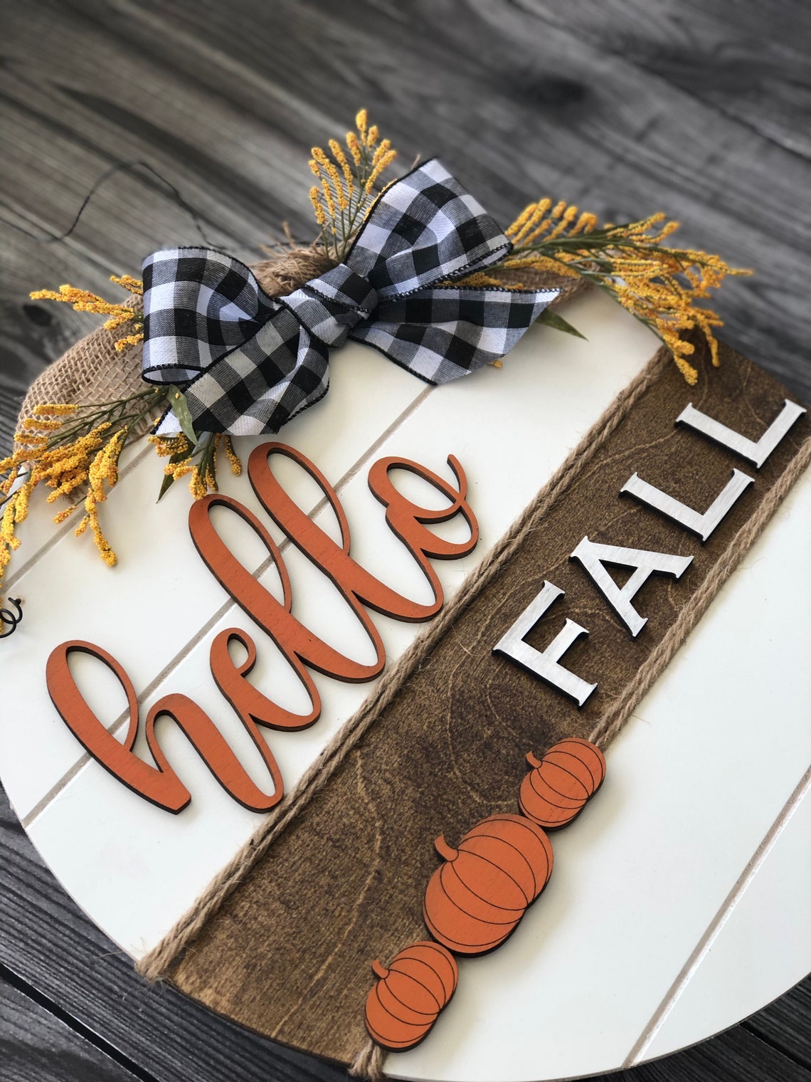 Hello Fall door hanger/ rustic door hanger/ pumpkin door | Etsy