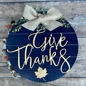 3D Give Thanks Door Sign, Thanksgiving Door Hanger, Welcome Door Sign ...