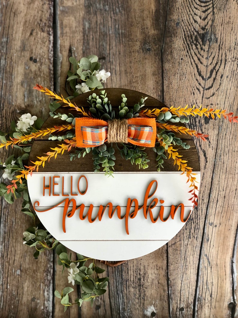 3D Hello Pumpkin Door Hanger Fall Decor Fall Door Hanger - Etsy