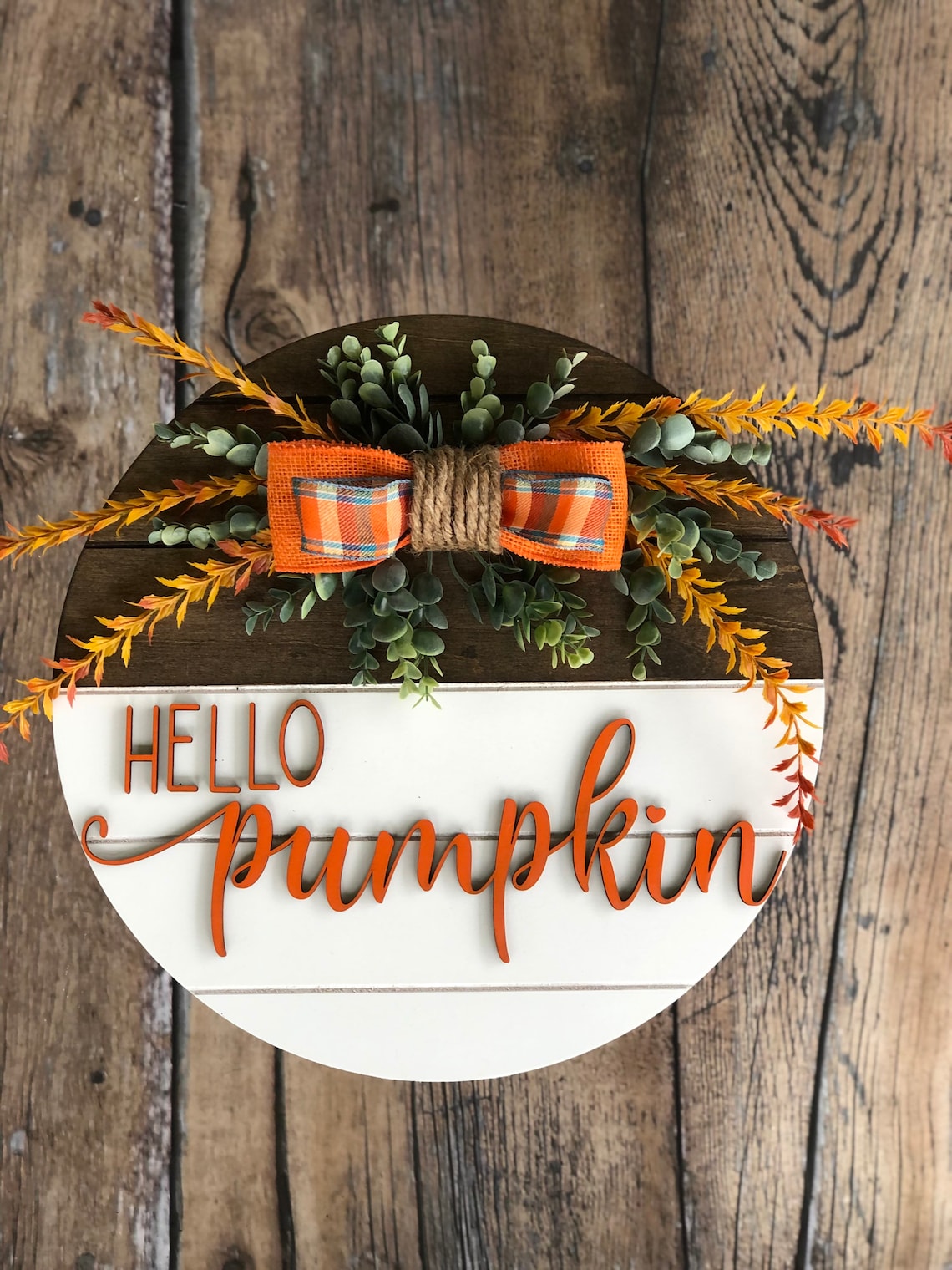 3D hello pumpkin door hanger fall decor fall door hanger | Etsy