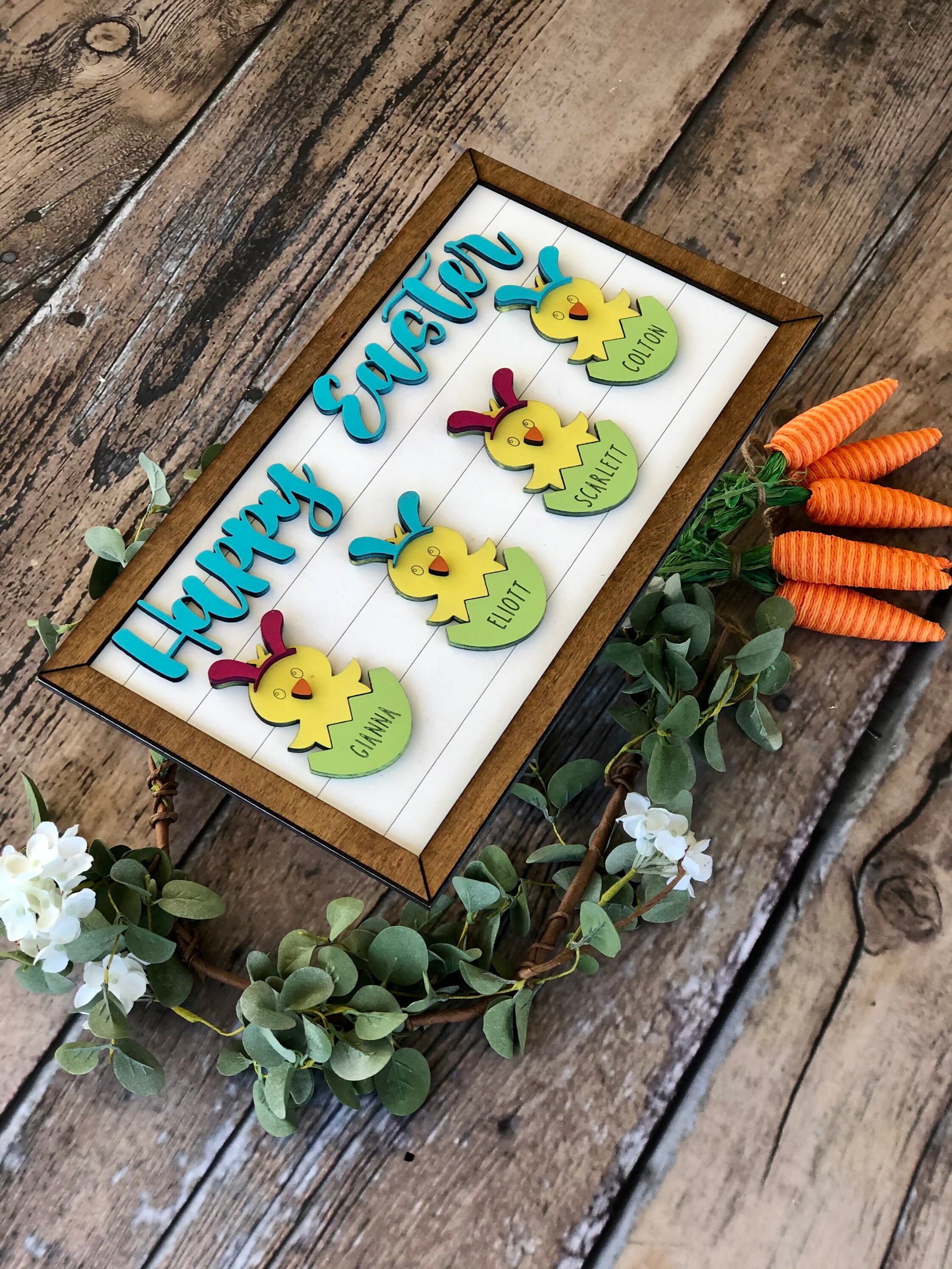 Easter Family 3D Farmhouse Sign Chick Sign Decor Personalized | Etsy