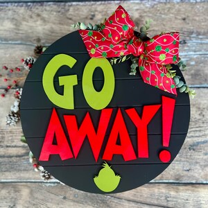 Fast Shipping 3D GO AWAY Green Monster Sign, Front Door Sign, Welcome ...