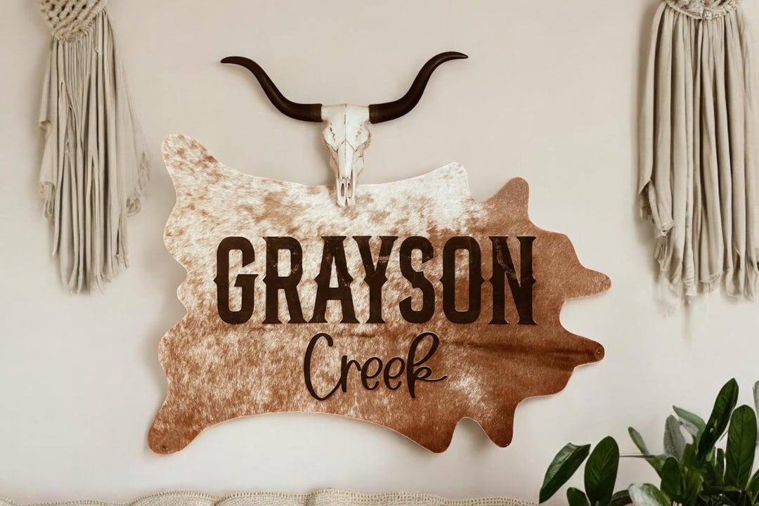 Personalized Branded Cowhide: Laser Engraved Nursery Decor, Wedding ...