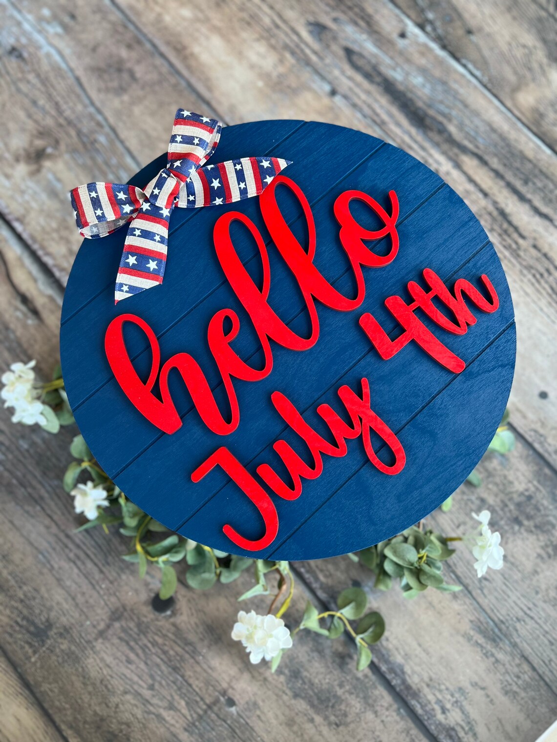 3D Hello July 4th Door Hanger Fourth of July Decor Red White | Etsy