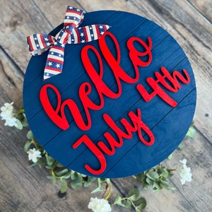 3D Hello July 4th Door Hanger Fourth of July Decor Red White - Etsy