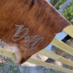 Engraved Cowhide: Personalized Family Name Sign, Nursery Decor, Wedding ...