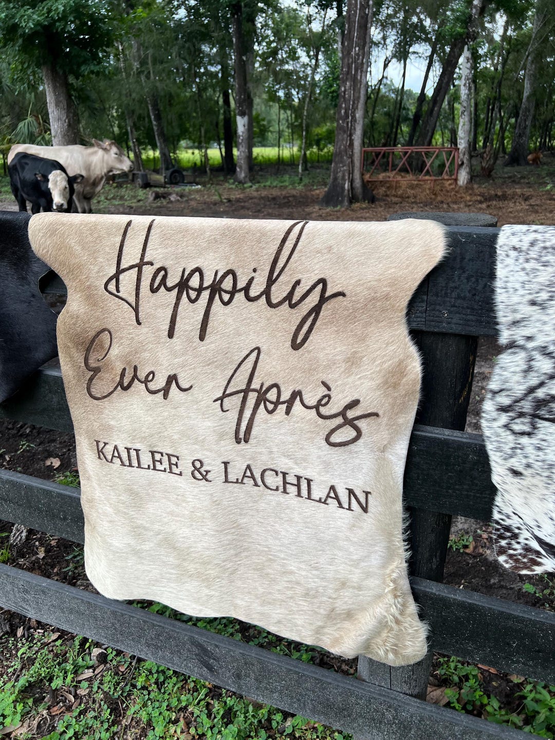 Laser Engraved Cowhide: Personalized Branded Calf Hide, Wedding Decor ...