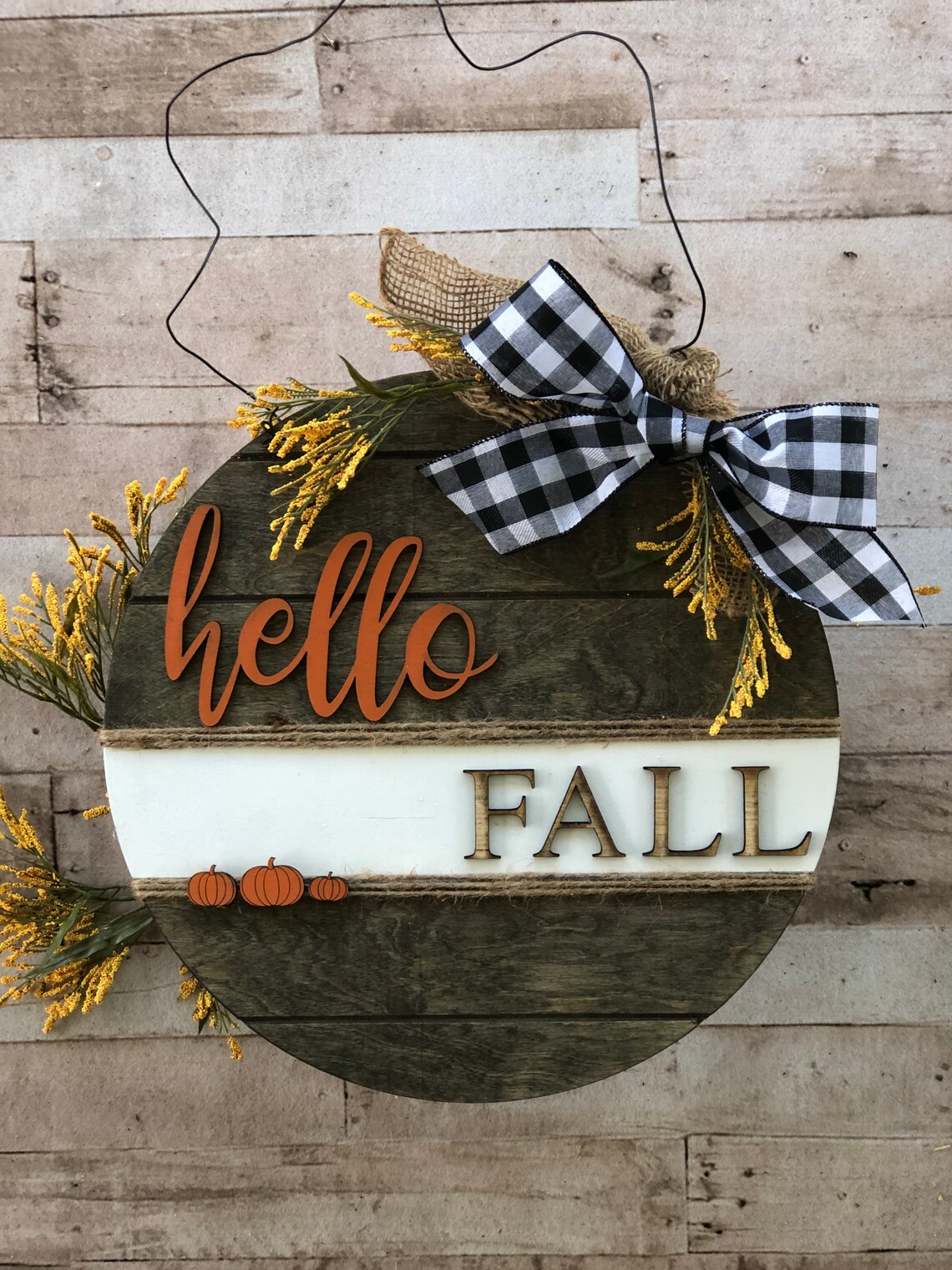 Hello Fall Door Hanger: 3D Wooden Welcome Sign - Etsy