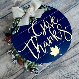 3D Give Thanks Door Sign, Thanksgiving Door Hanger, Welcome Door Sign ...