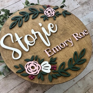 3D Nursery Sign/ Name Sign/ Baby Girl Nursery Decor/ Flower Nursery ...