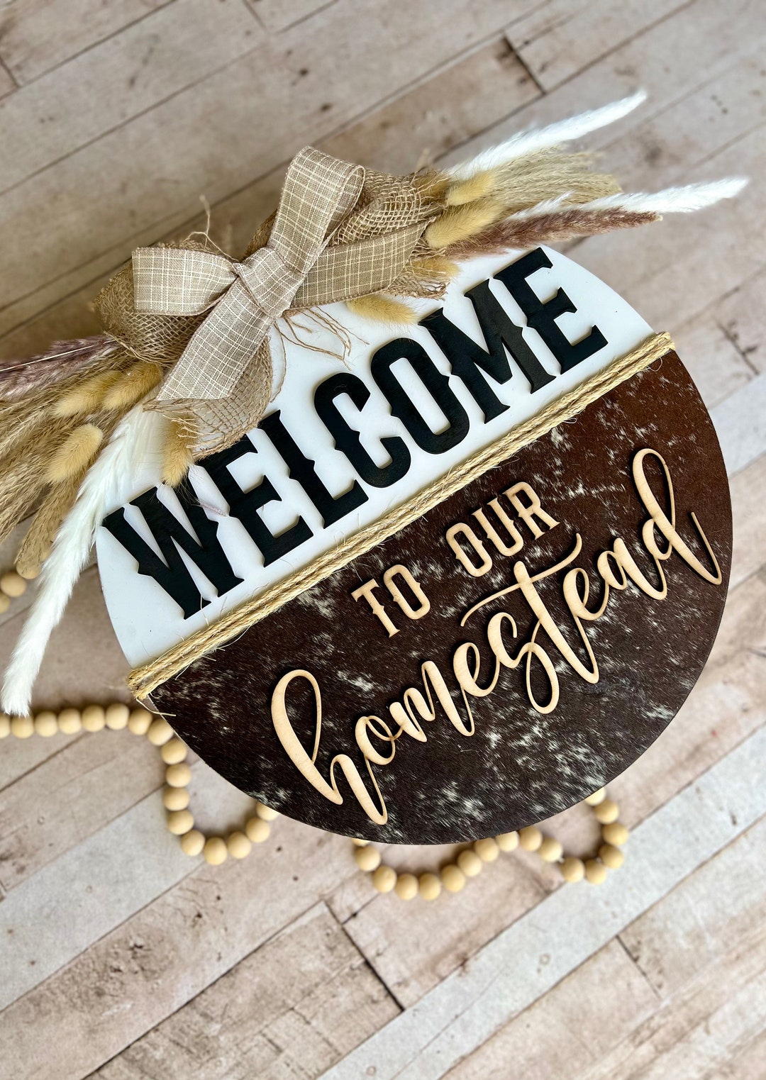 Cowhide Front Door Wreath Welcome Sign Country Front Door Sign Welcome ...