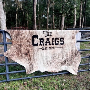 Engraved Cowhide Rug: Personalized Wedding Decor, Branded Logo, Branded ...