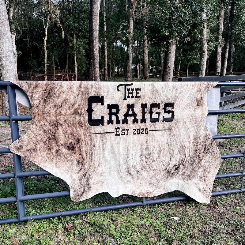 Cowhide Welcome Sign - Etsy