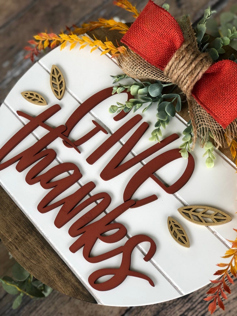 3D Give Thanks Door Hanger Thanksgiving Door Hanger Fall - Etsy