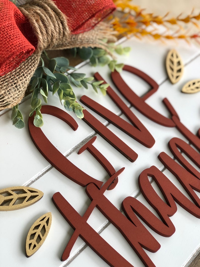 3D Give Thanks Door Hanger Thanksgiving Door Hanger Fall - Etsy