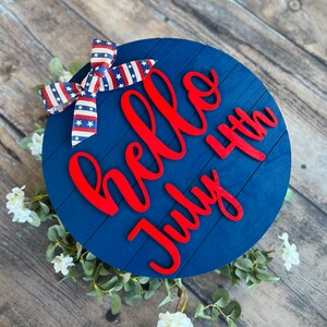 3D Hello July 4th Door Hanger Fourth of July Decor Red White - Etsy