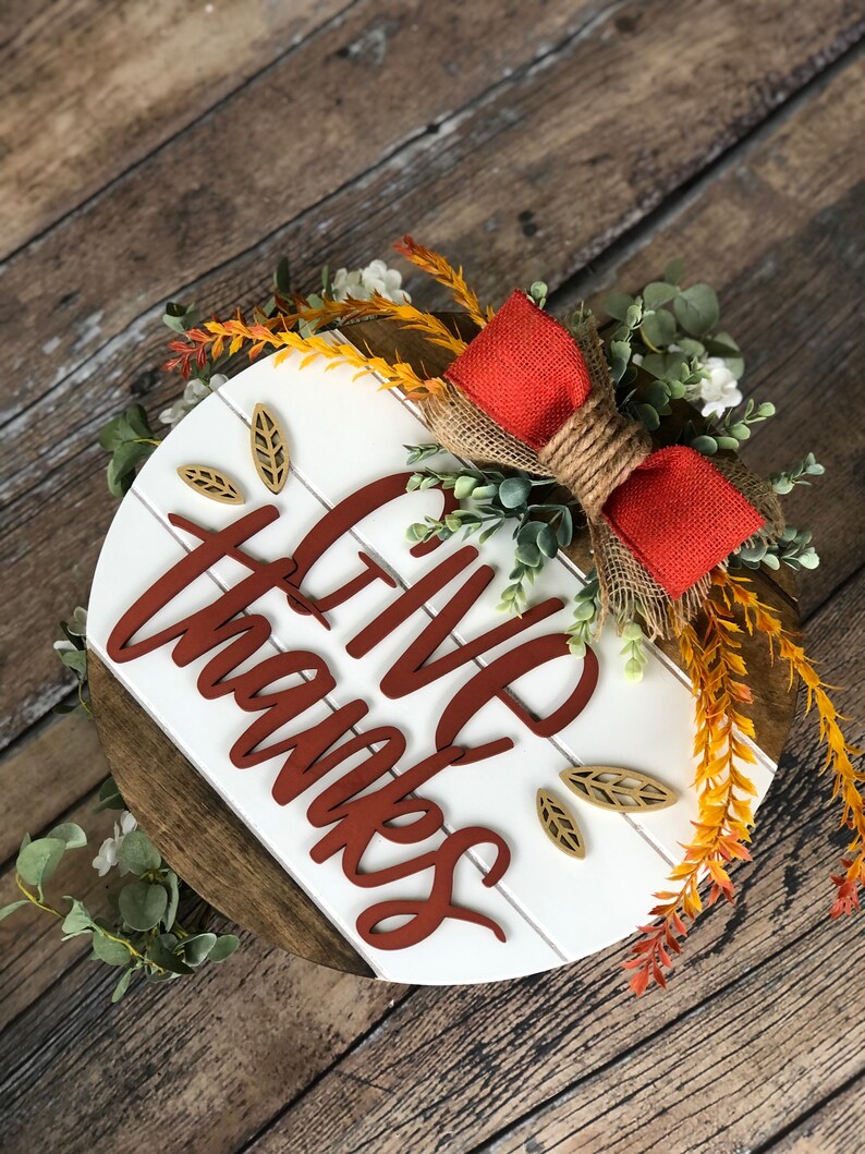 3D Give Thanks Door Hanger Thanksgiving Door Hanger Fall - Etsy