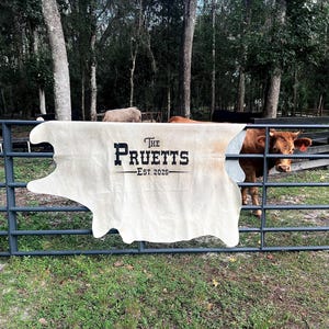 Engraved Cowhide Rug: Personalized Wedding Decor, Branded Logo, Branded ...