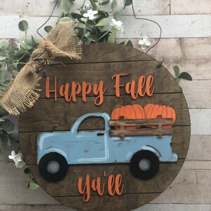 Happy Fall Truck Door Hanger: 3D Wood Autumn Welcome Sign - Etsy
