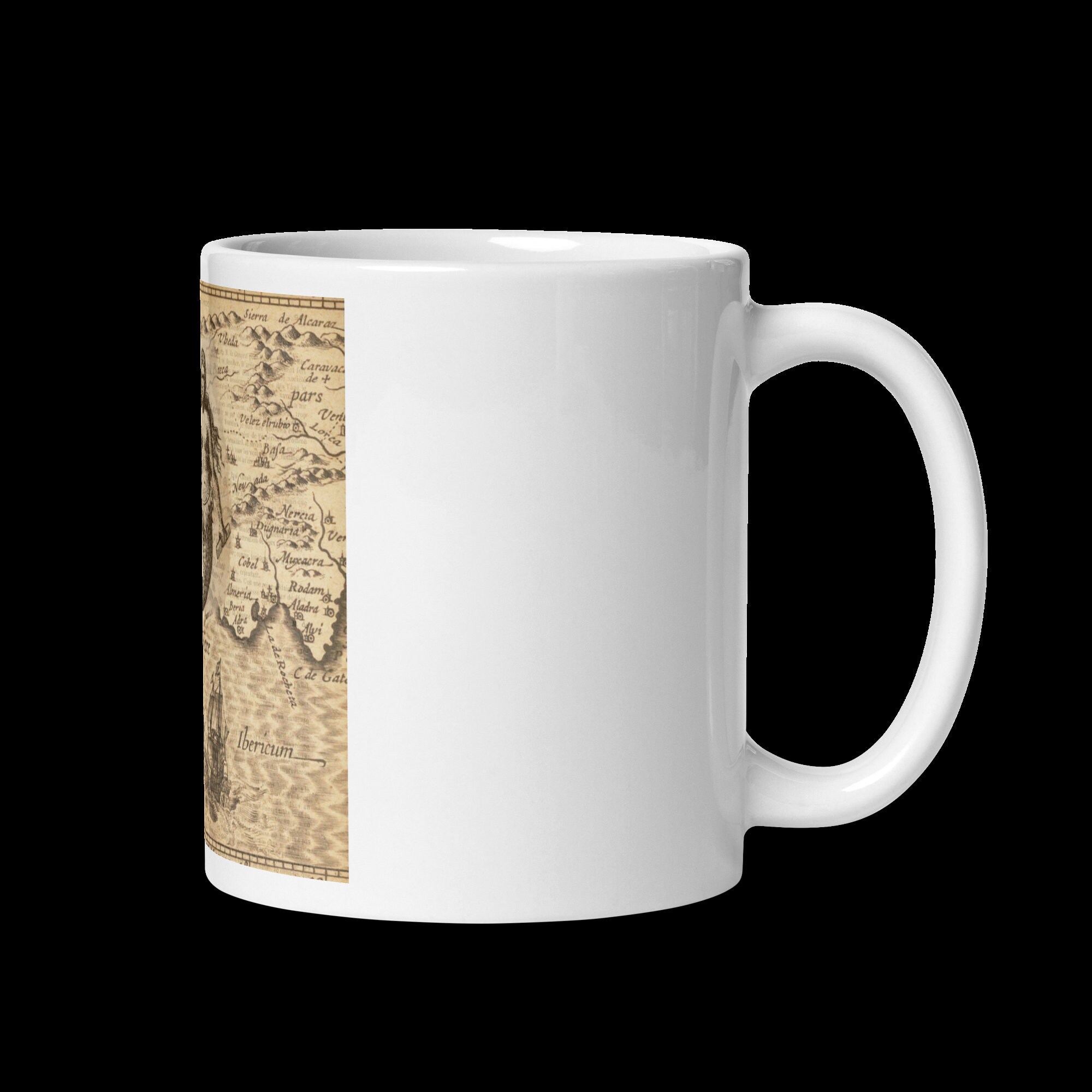 Sepia Vintage Old World Map Mermaid Illustration Ceramic Mug - Perfect ...