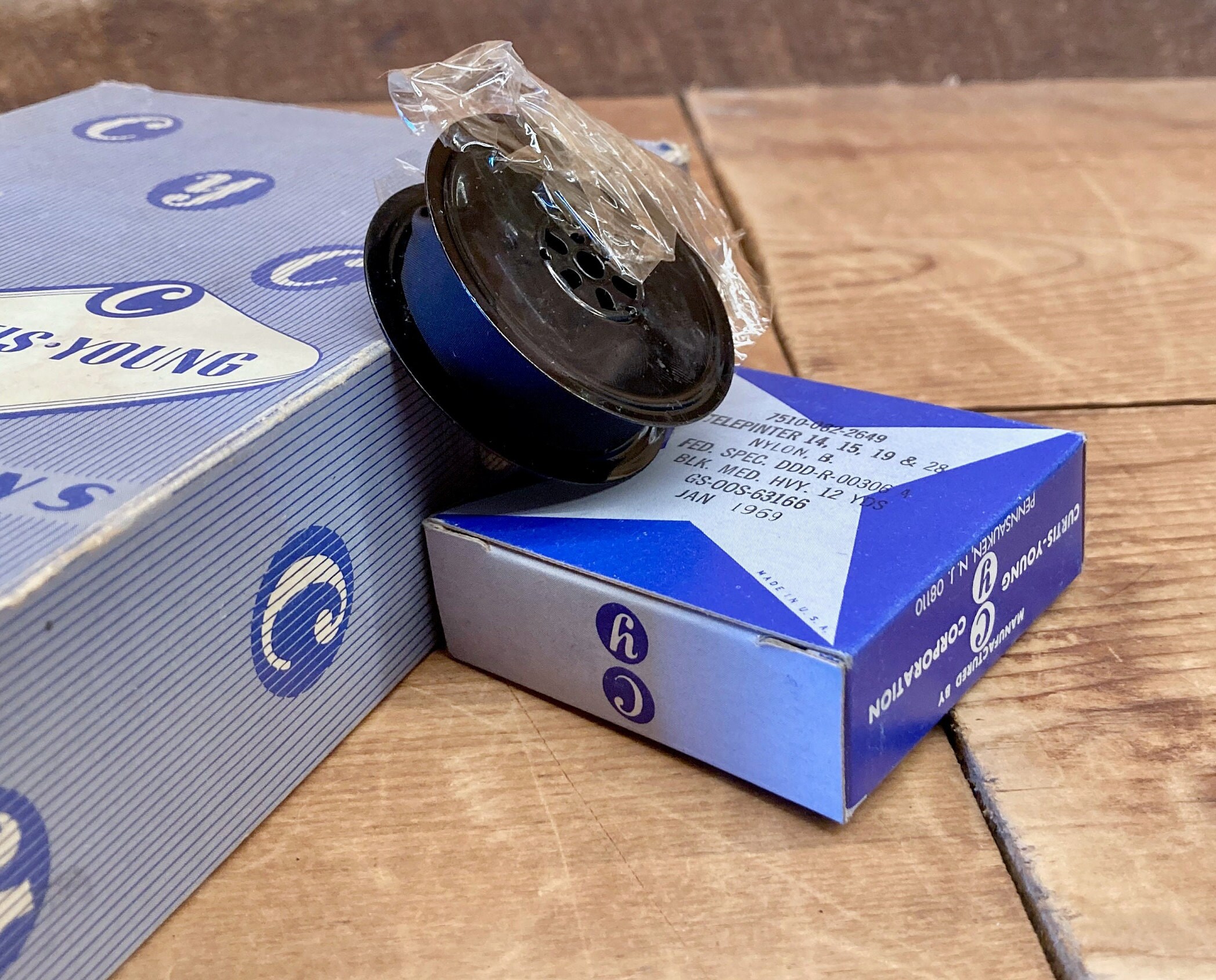 Set of 5 Vintage 1969 secretarial Black Inked Typewriter/teleprinter Ribbon by Curtis Young ...