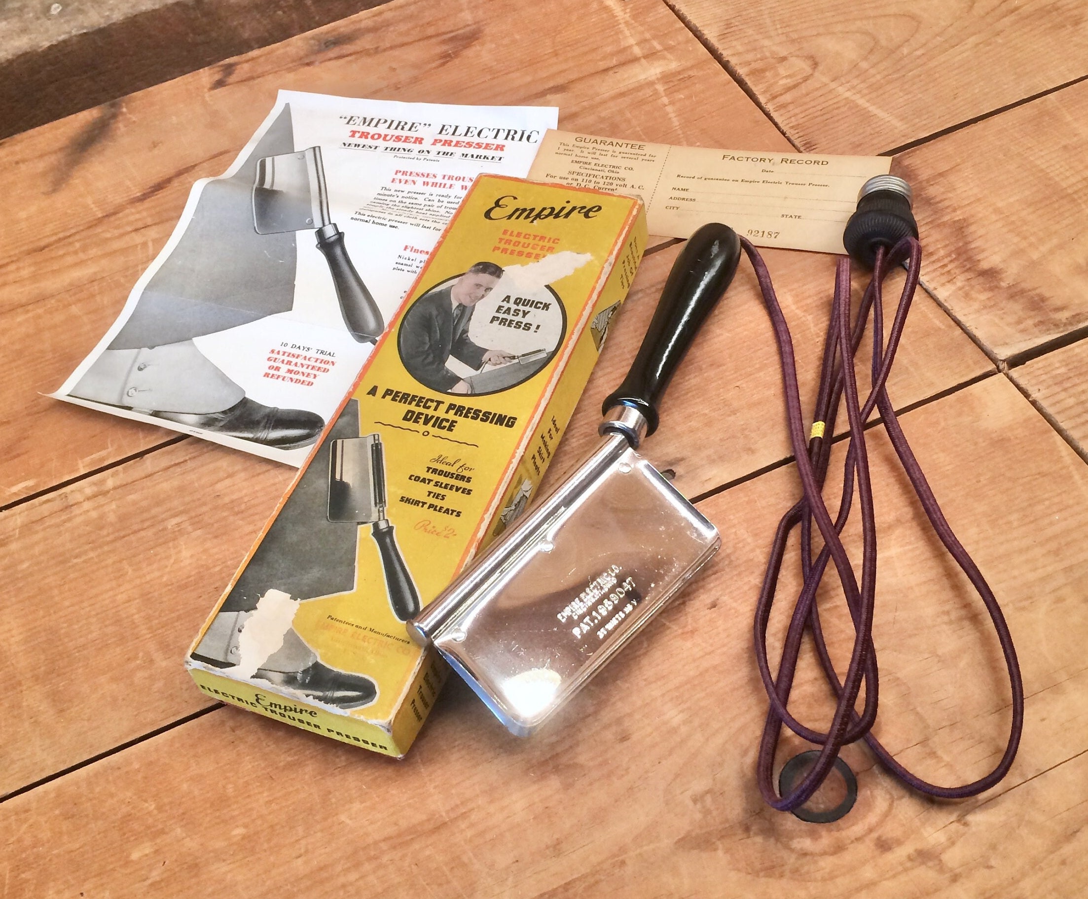 Vintage 1930s Empire Trouser Press With Early Harvey Hubbell Separable ...