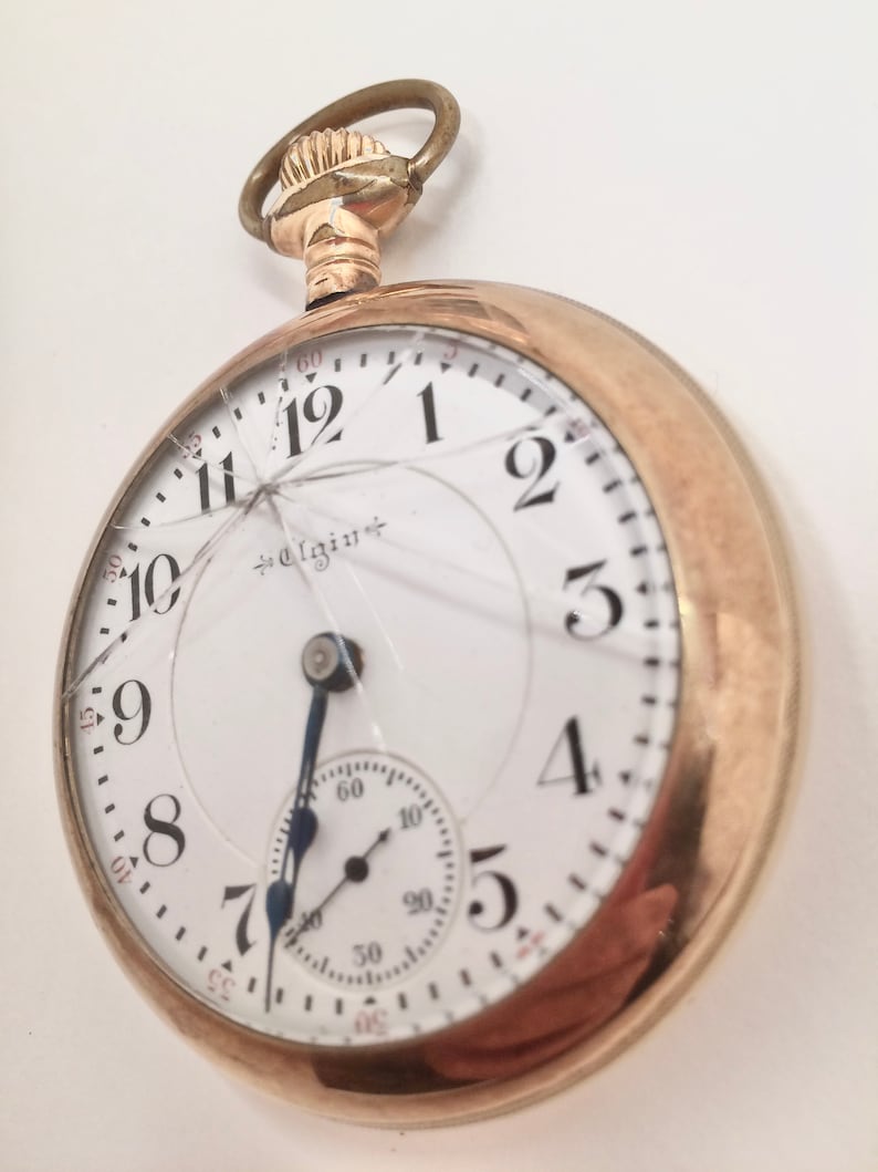 Antique, Engraved, Open-face, "father Time" Pocket Watch by Elgin ...